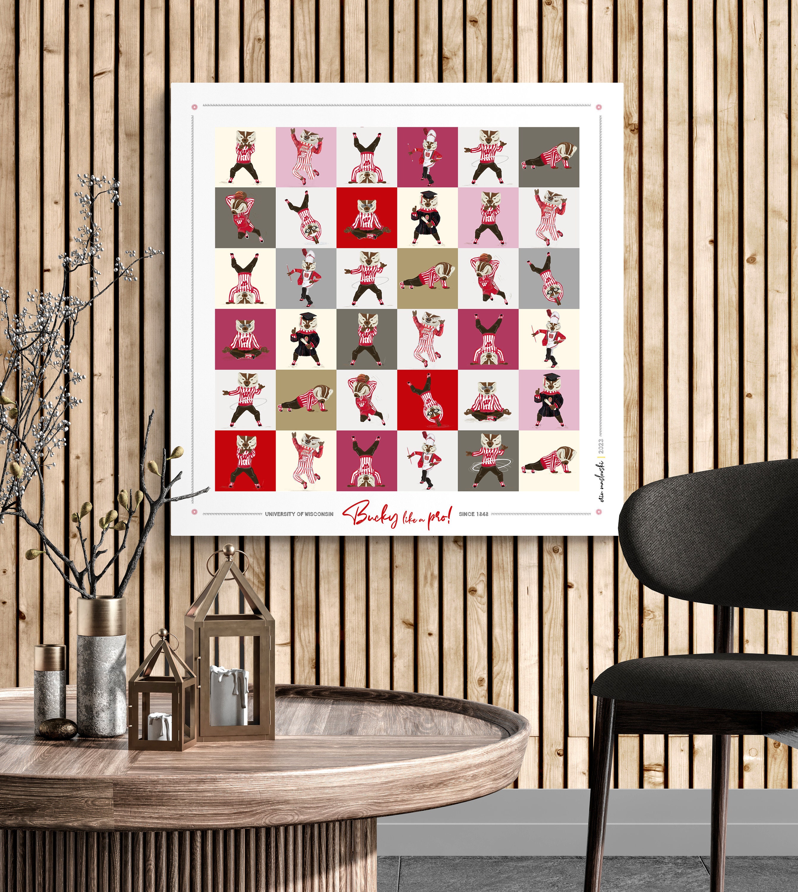 Bucky Like a Pro Pop Art Pattern Wisconsin Art UW Gift University of ...