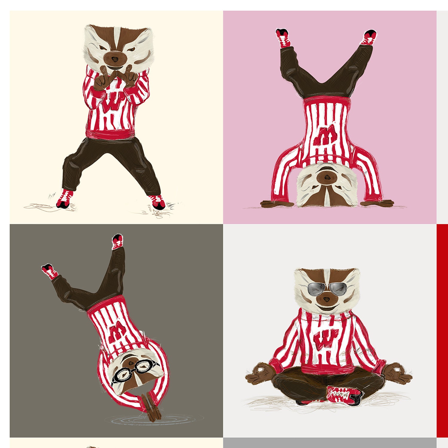 Bucky Like a Pro Pop Art Pattern Wisconsin Art UW Gift University of ...