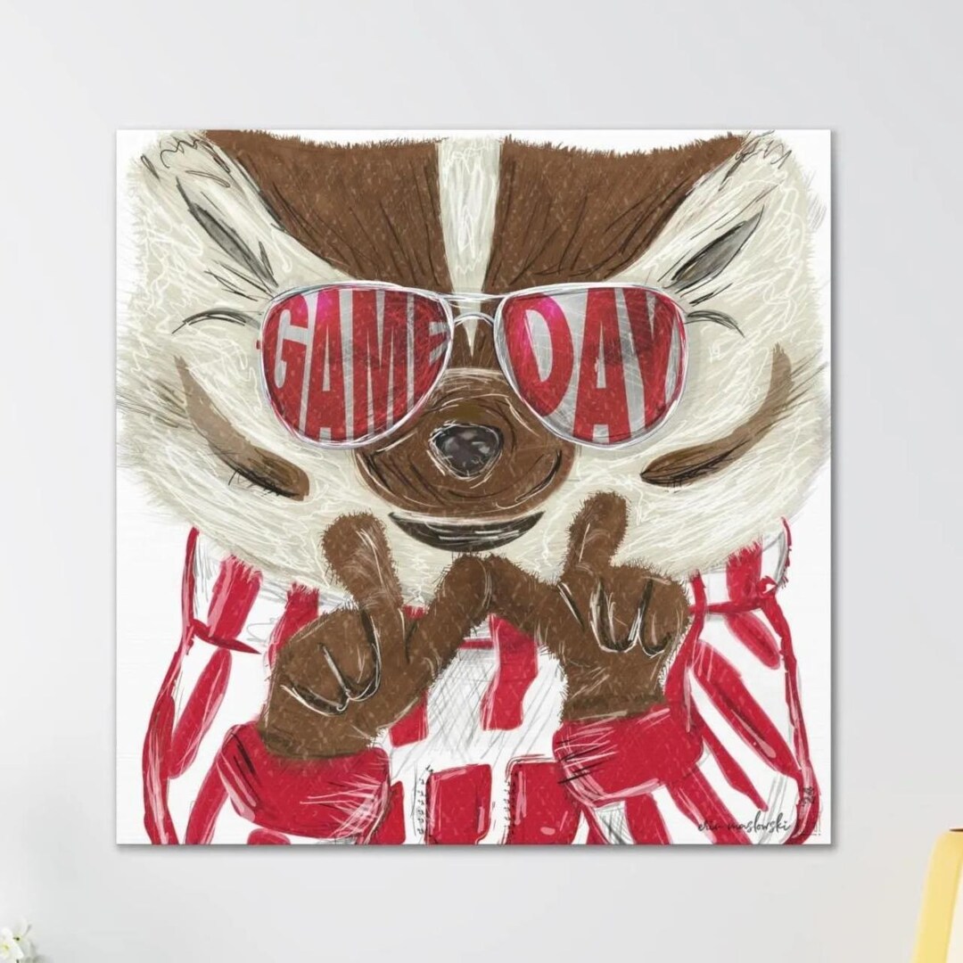 UW Bucky Badger Game Day Art: Wisconsin "throw the W" Canvas Print - Etsy