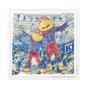 KU Jayhawks Welcoming Art: University of Kansas Big Jay and Baby Jay ...