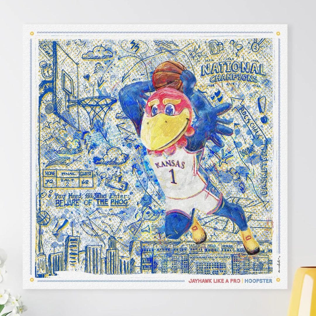 KU Jayhawk Hoopster Art: University of Kansas Basketball Sketches ...