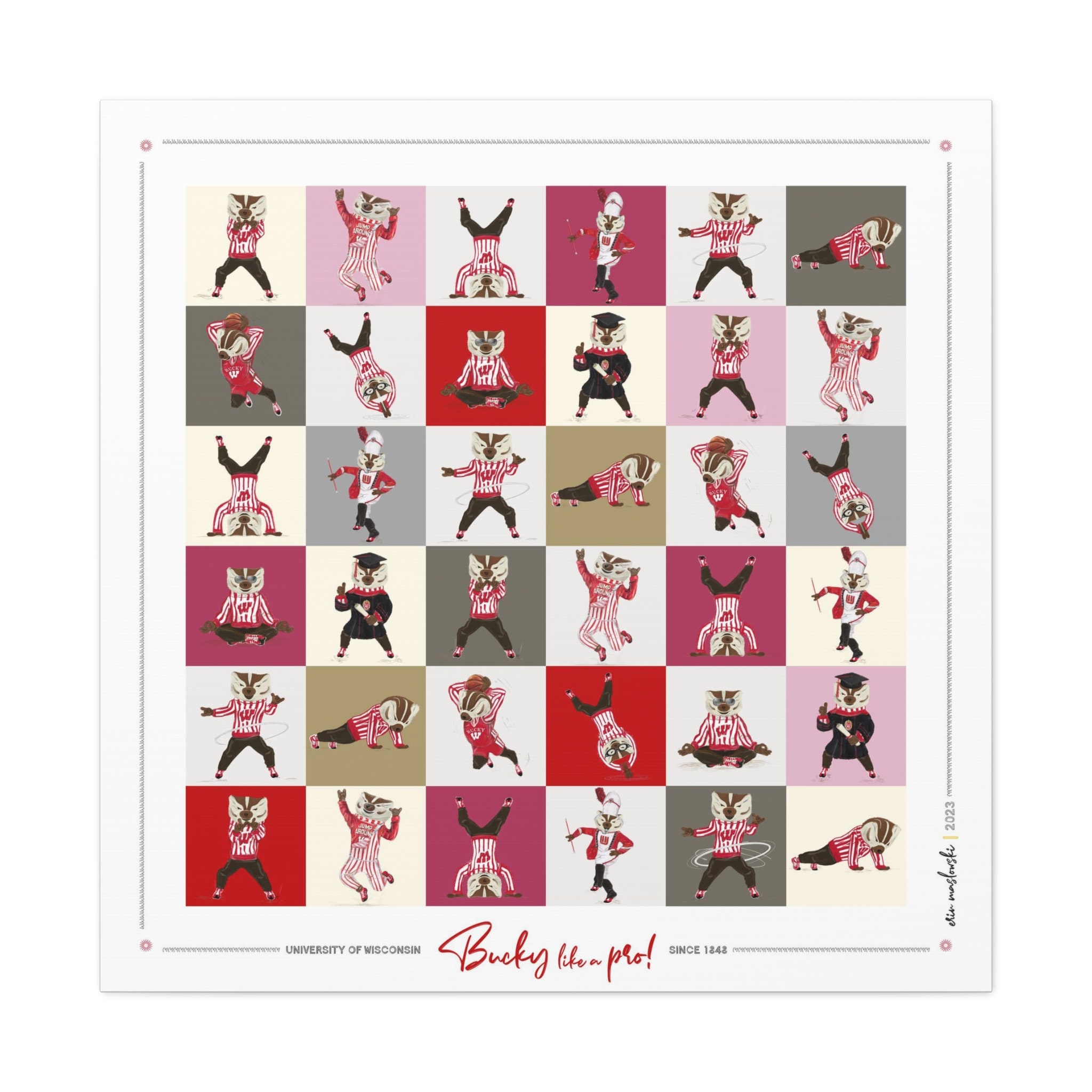 Bucky Like a Pro Pop Art Pattern Wisconsin Art UW Gift University of ...