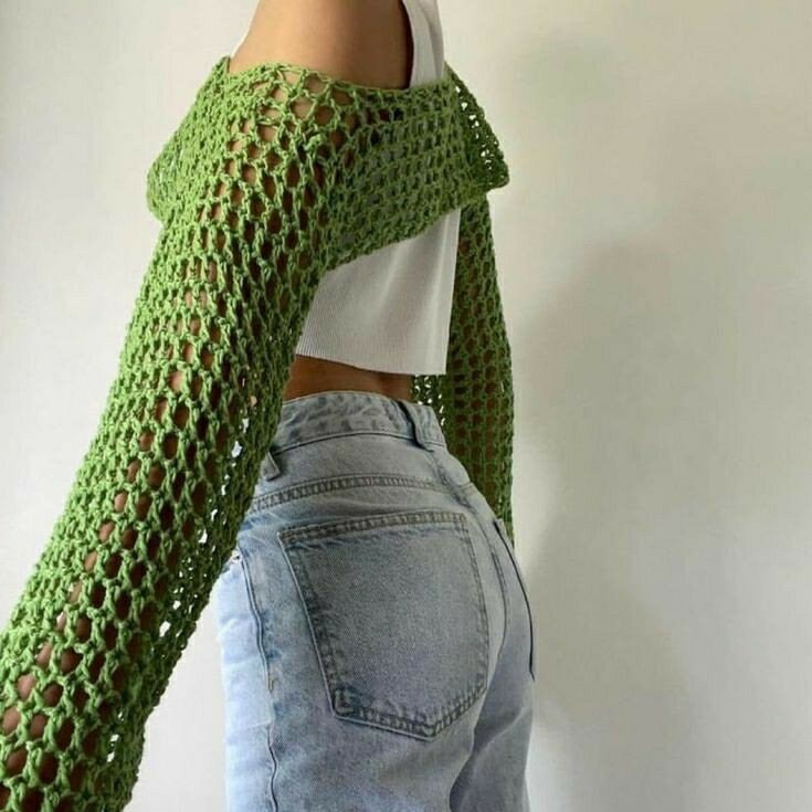 Y2k Crochet Knitted Crop Top Hollow Out Fishnet Jumper Smock - Etsy