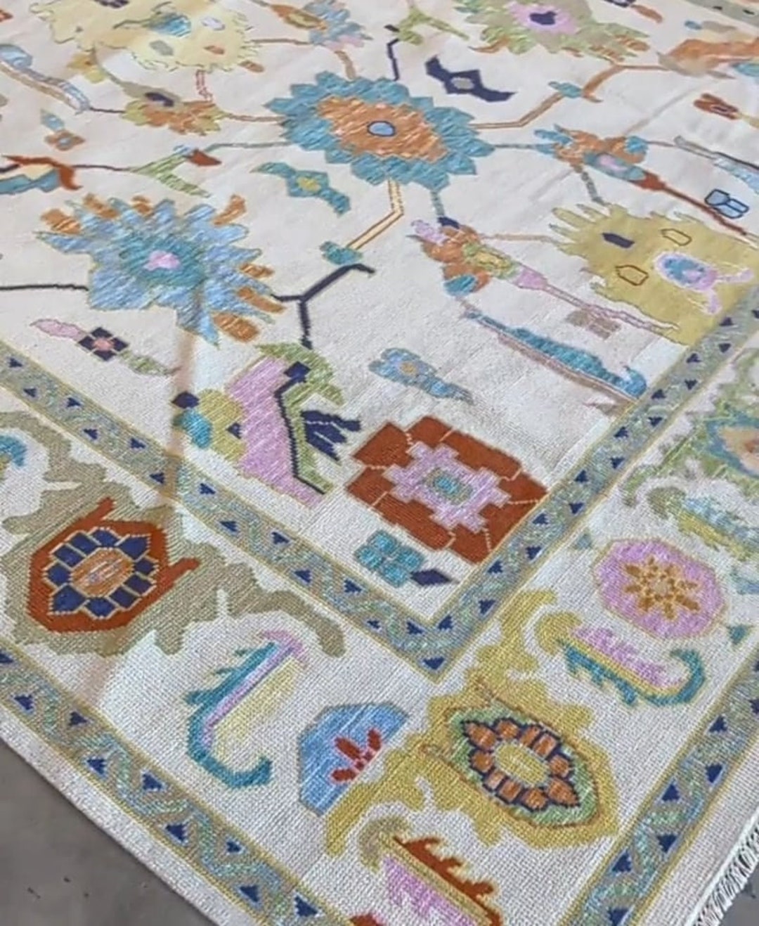 Hand Knotted Oushak Rug, Hand Knotted Rug, Hand Knotted Wool Rug, 8x10 ...