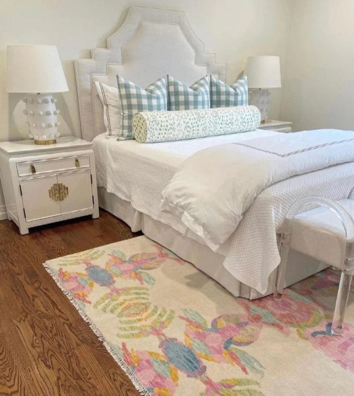 Hand Knotted Oushak Rug, Pink Hand Knotted Rug, Hand Knotted Wool Rug ...