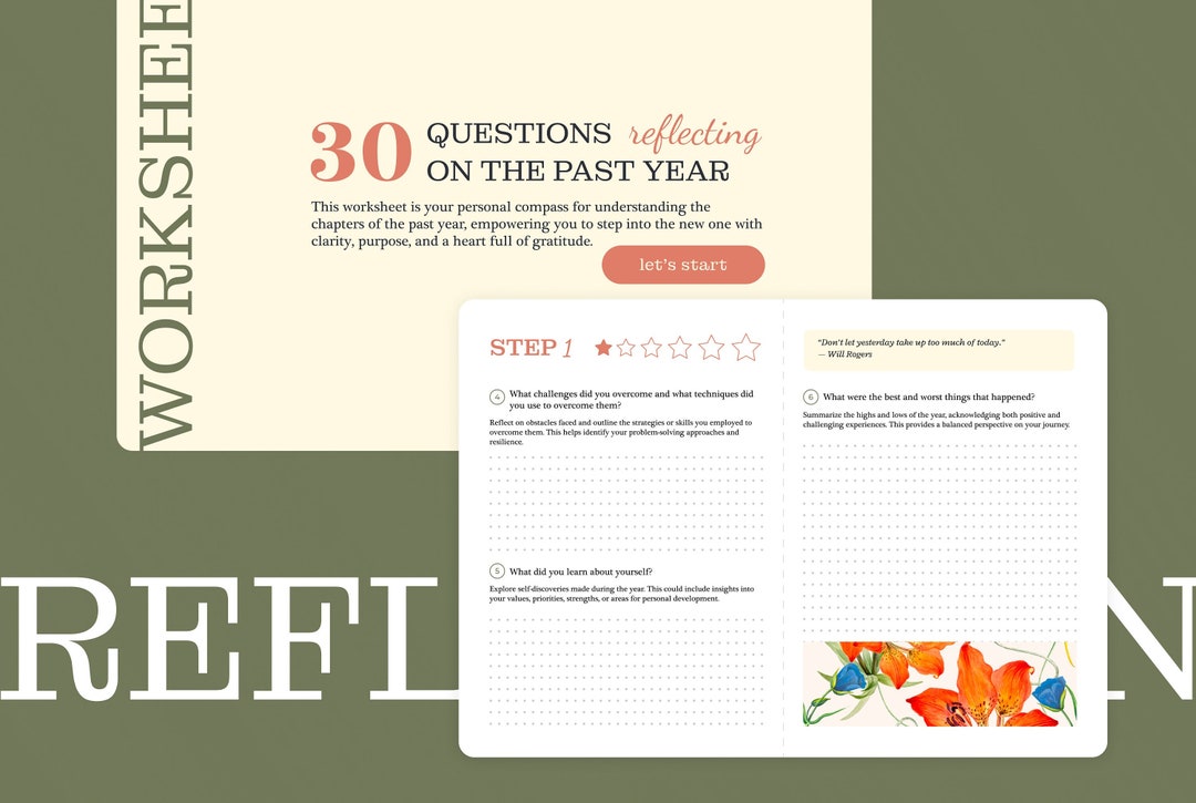 Year-end Self-reflection Worksheet Workbook - Etsy