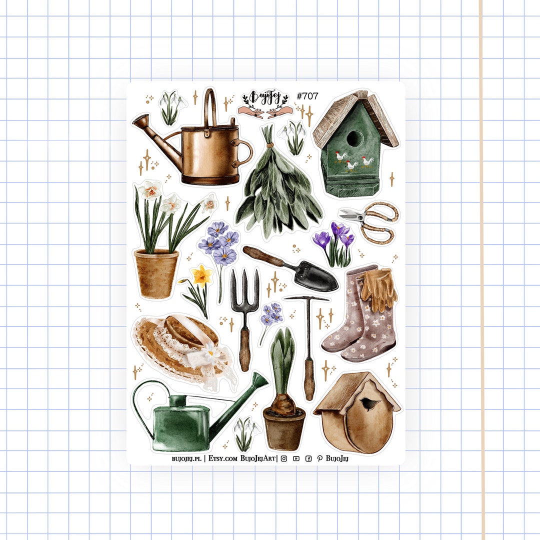 Gardening Sticker Sheet | 20 Self-adhesive Sticker for Bullet Journal ...