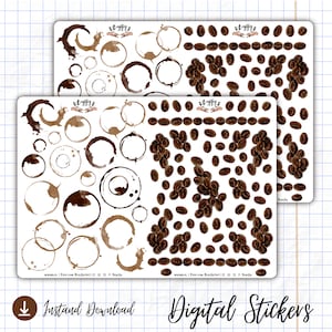 Digital Sticker Sheets Pack - Coffee Lover | Bullet Journal Stickers ...