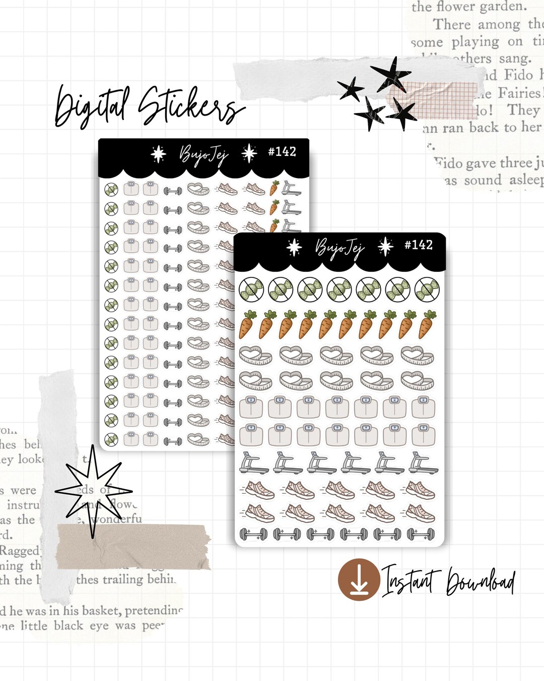 Fitness Planner Digital Stickers | Workout Icons Printable | Healthy ...