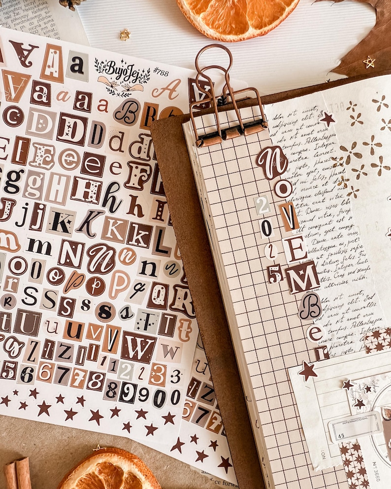 Vintage Alphabet Stickers | Cozy Cotton Collection | Neutral Letter ...