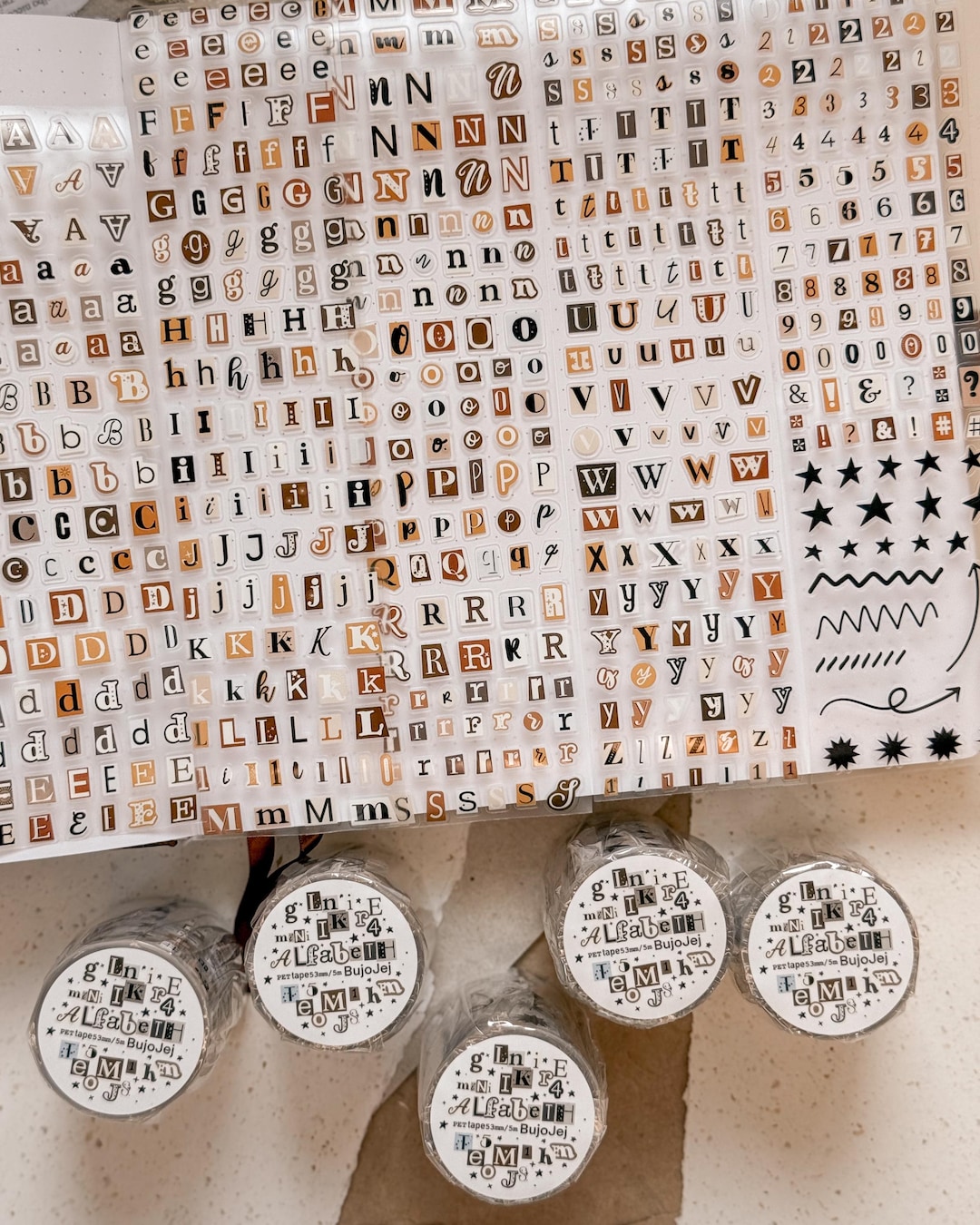 Alphabet PET Tape – Mini Vintage Letters & Numbers for Journaling ...