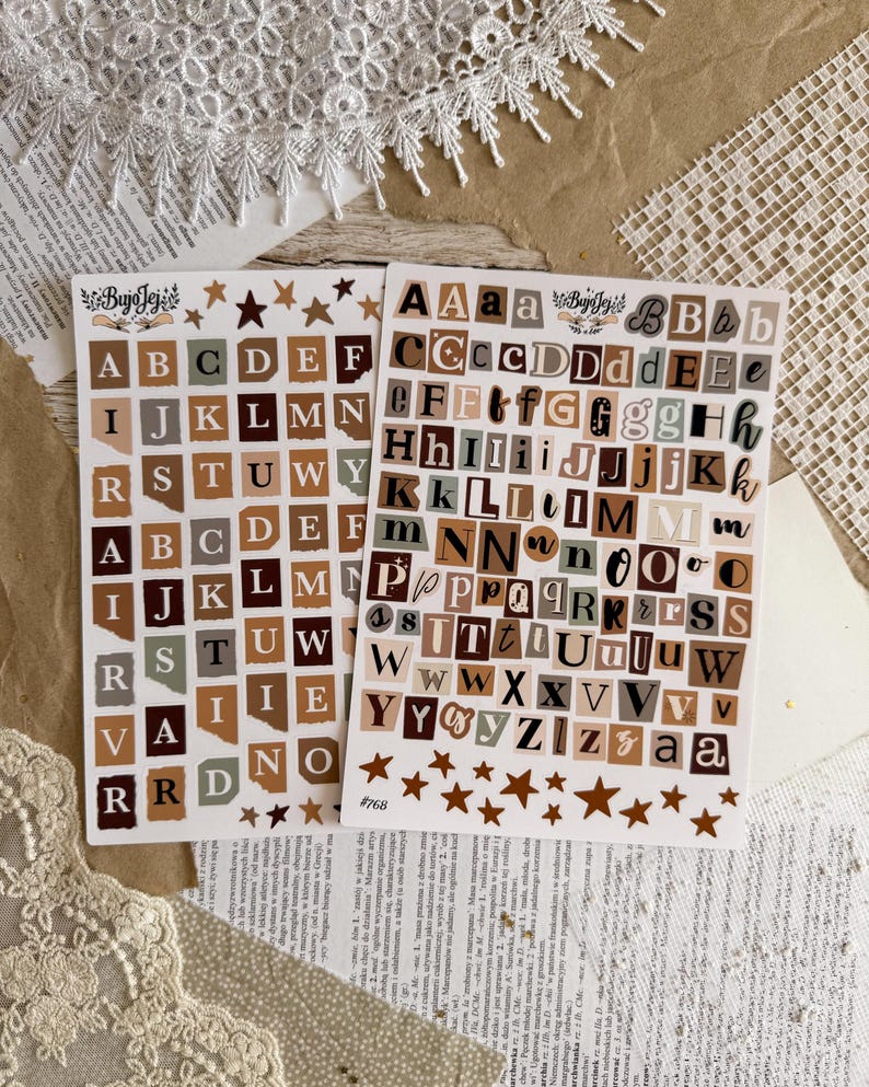 Alphabet Stickers – Vintage Lettering for Journaling, Scrapbooking ...