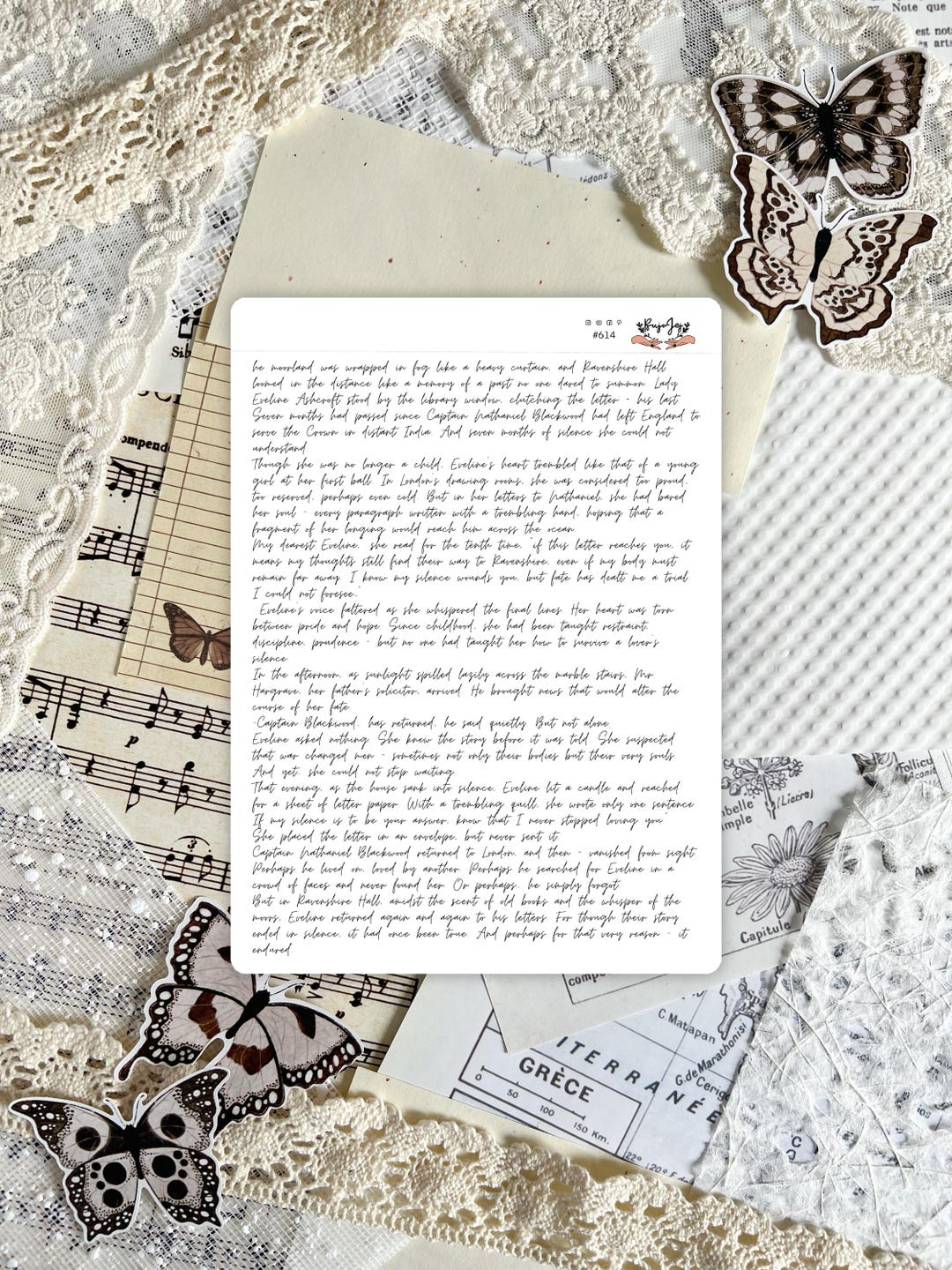 Torn Letter Paper Sticker | Vintage Script Background for Journaling ...