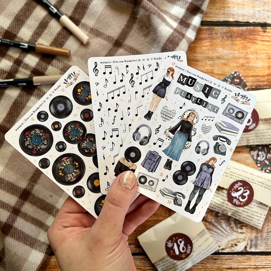 Music Mini Sticker Sheet Set | 3 Sticker Sheet for Bullet Journal ...