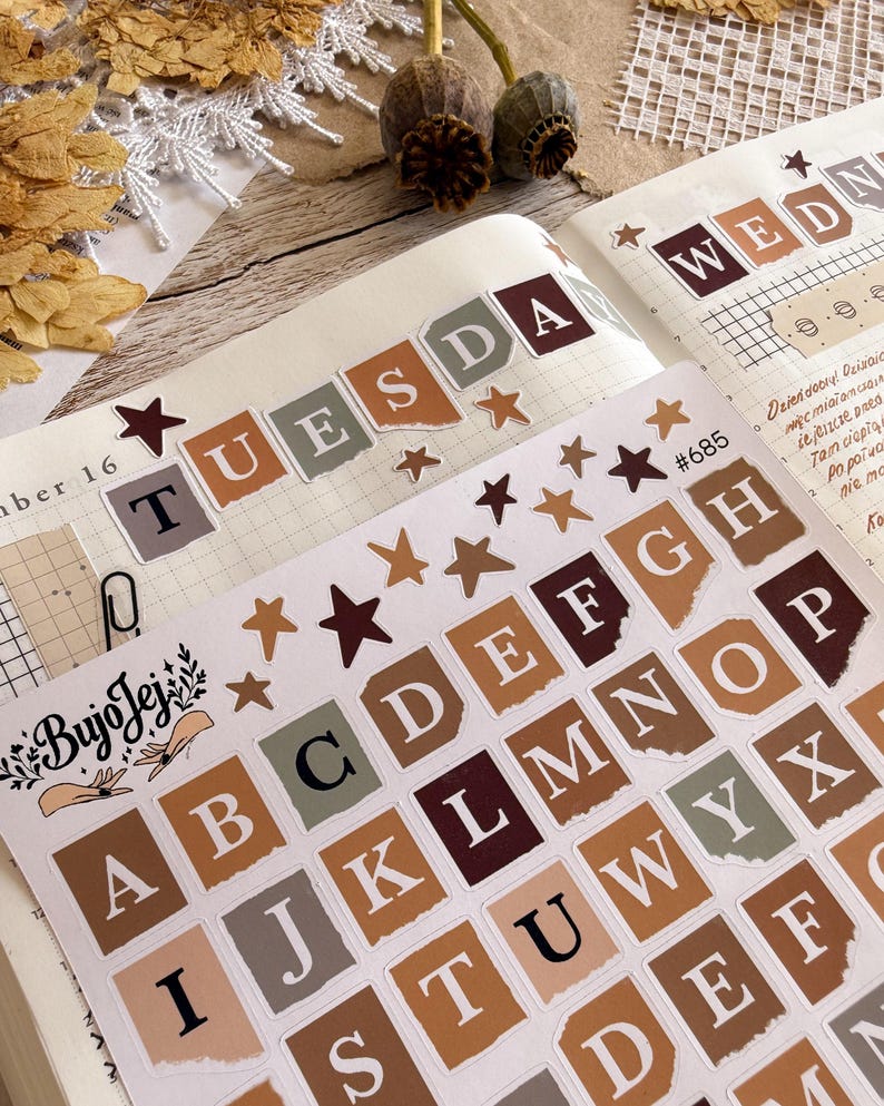 Alphabet Stickers – Vintage Lettering for Journaling, Scrapbooking ...