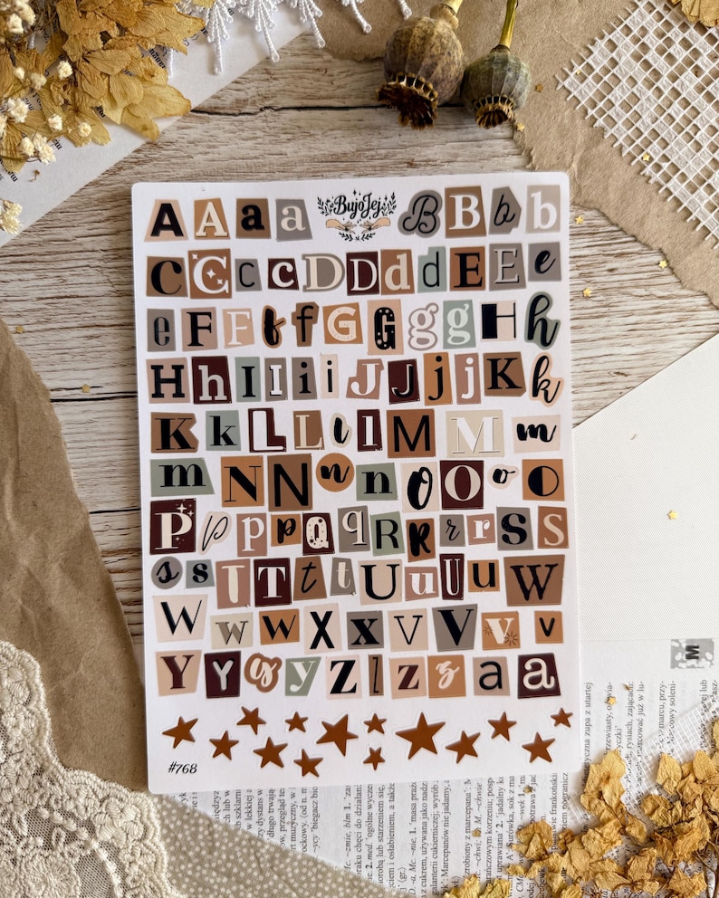 Alphabet Stickers – Vintage Lettering for Journaling, Scrapbooking ...