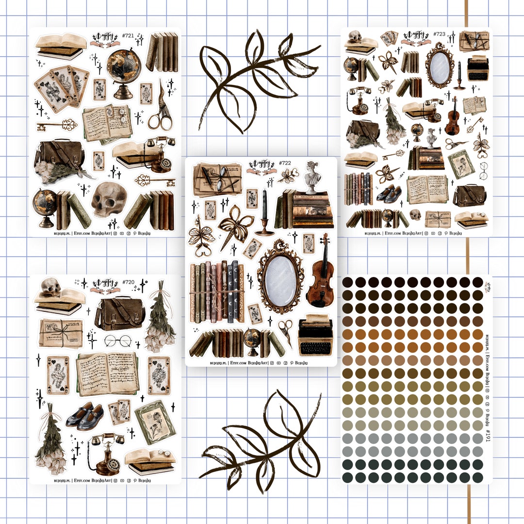 Vintage Sticker Sheet Set 5 Sticker Sheet for Bullet Journal Stickers ...