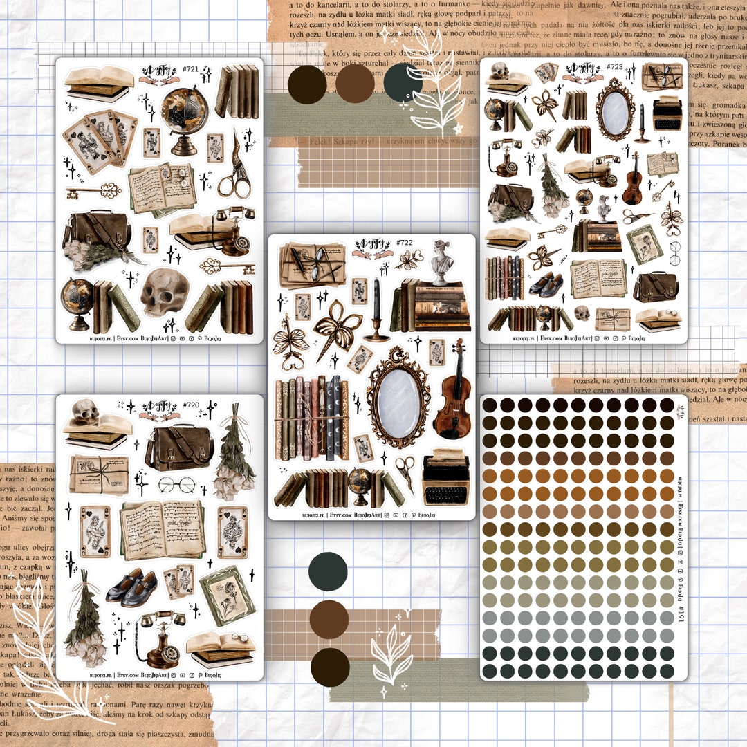 Vintage Sticker Sheet Set 5 Sticker Sheet for Bullet Journal Stickers ...