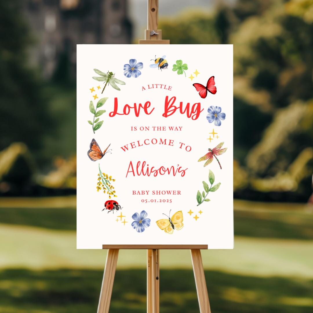 Love Bug Baby Shower Welcome Sign | Gender Neutral Baby Shower Decor ...