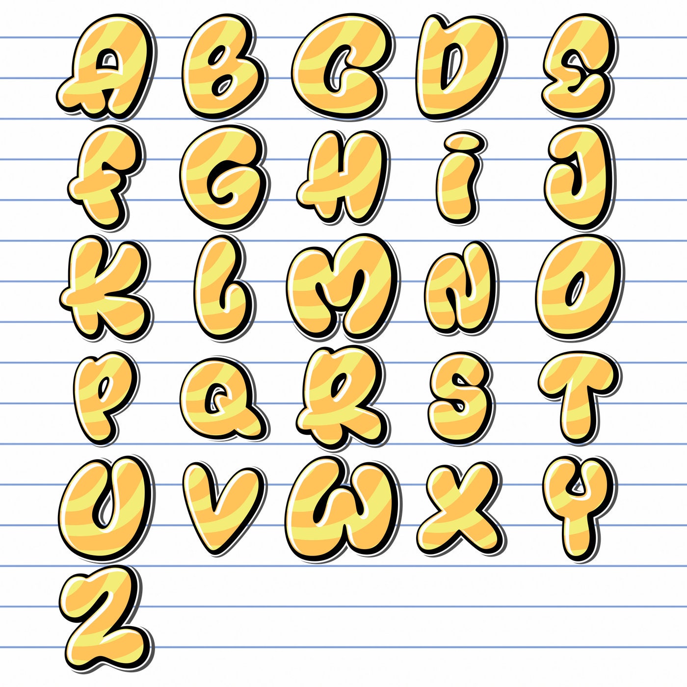Candy Doodle Letters Bundle PNG, Cartoon Letters Clip Art, Digital ...