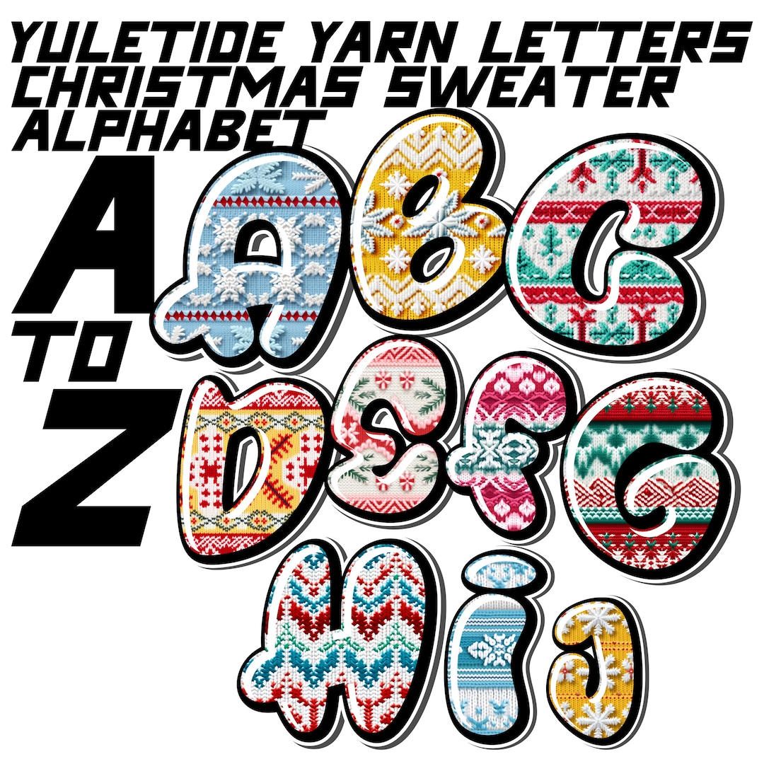 Christmas Doodle Letters Bundle PNG, Christmas Clip Art, Digital ...