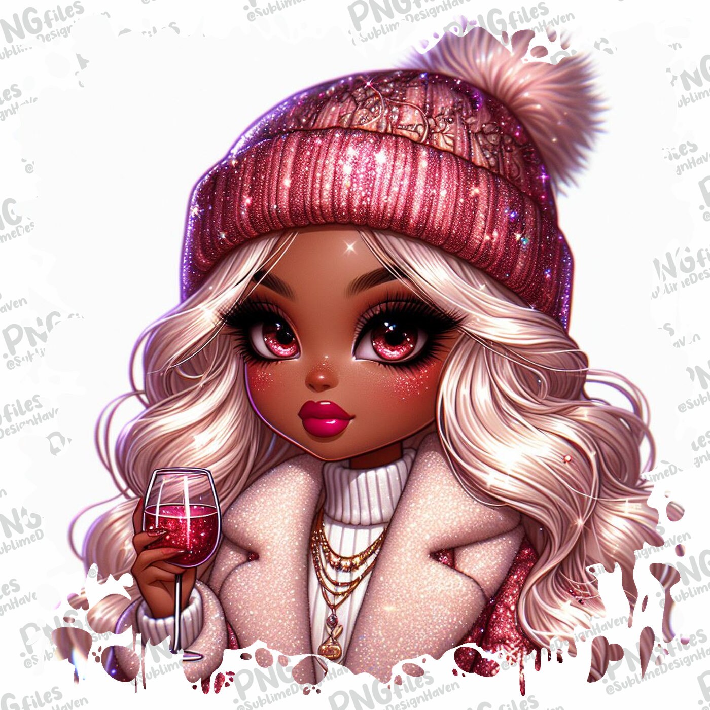 9x Afro Santa Girl Bundle Sublimation Design PNG, Digital Download, Merry Christmas Clip Art ...
