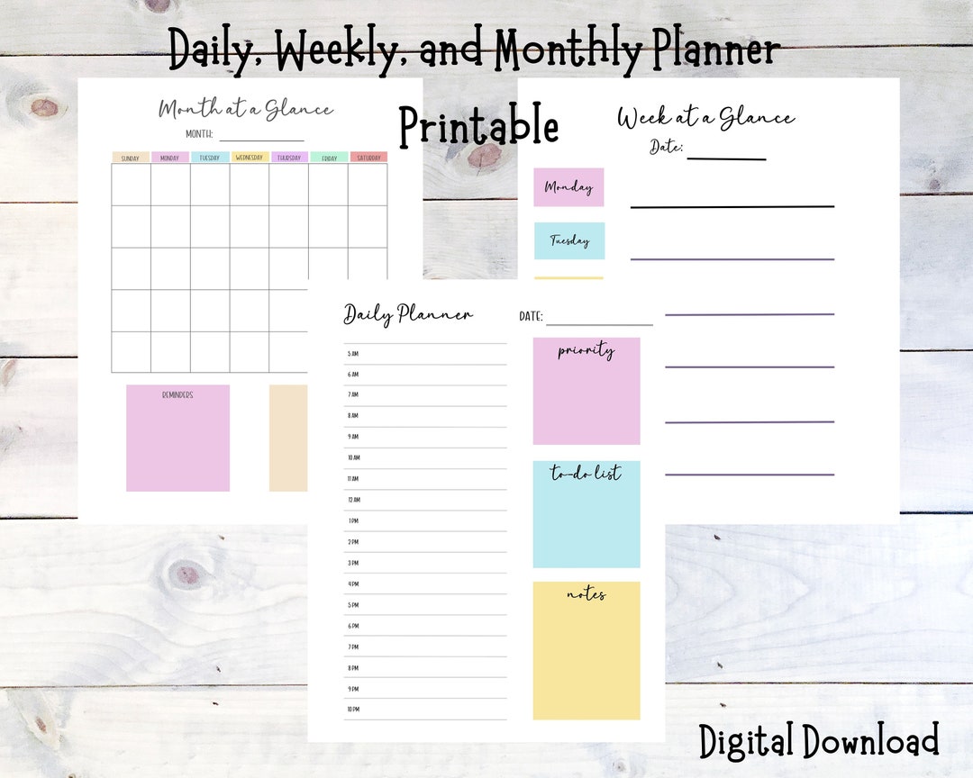 Printable Daily, Monthly, Weekly Planner Organize Your Life ...