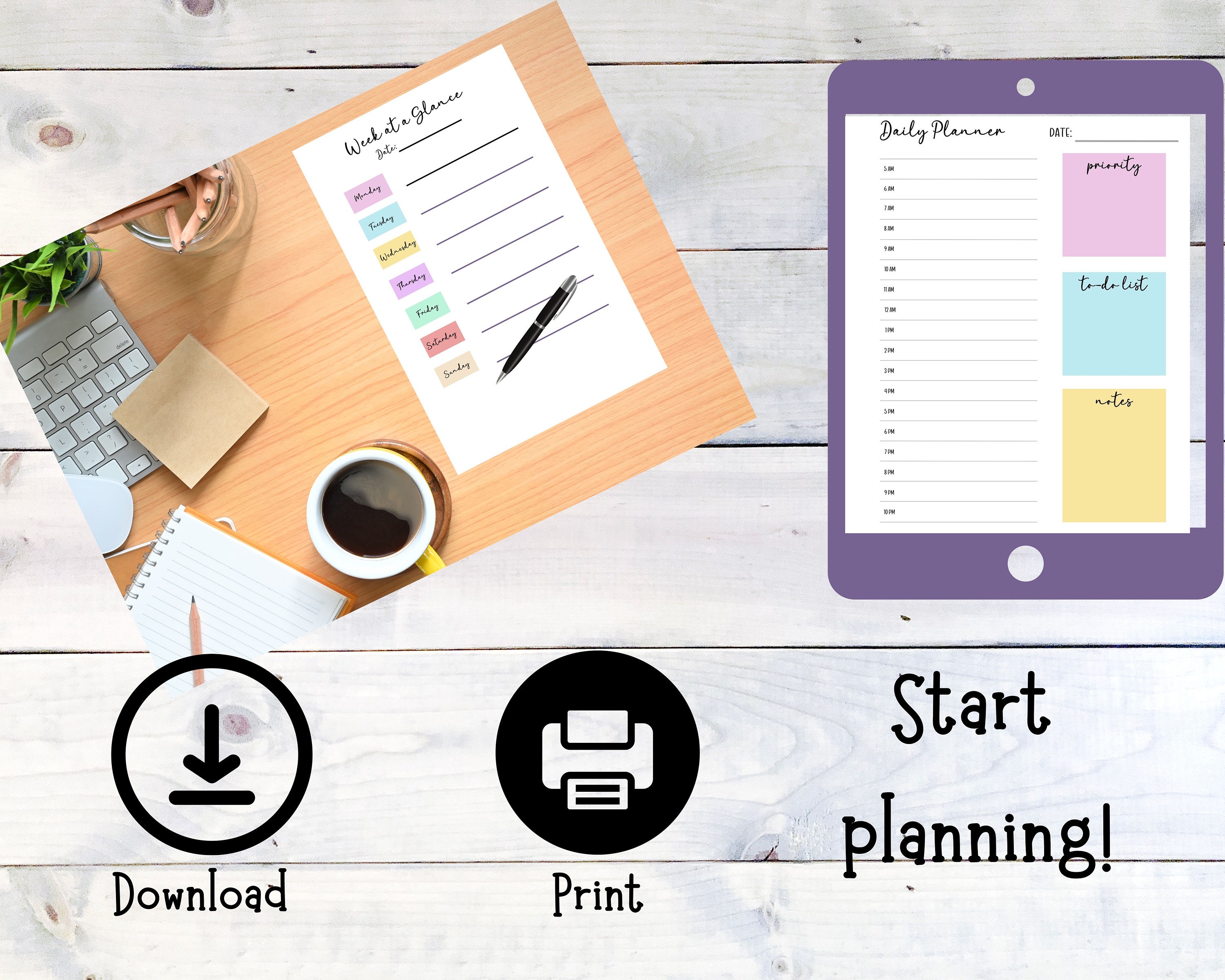 Printable Daily, Monthly, Weekly Planner Organize Your Life ...