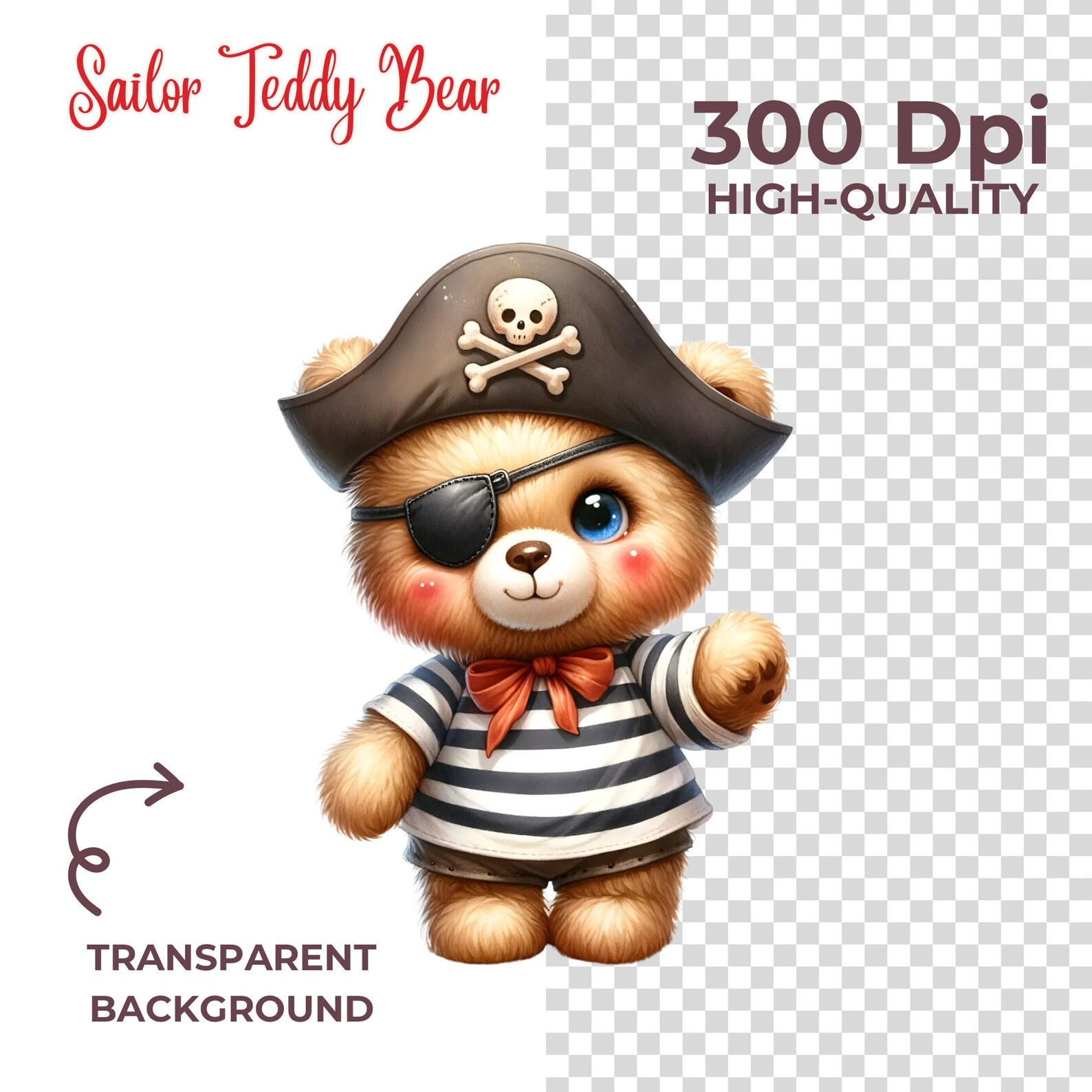 Watercolor Sailor Teddy Bear Clipart, Nautical Teddy Bear Clipart ...