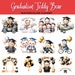 Watercolor Graduation Teddy Bear Clipart: 24 PNG Images (commercial Use ...
