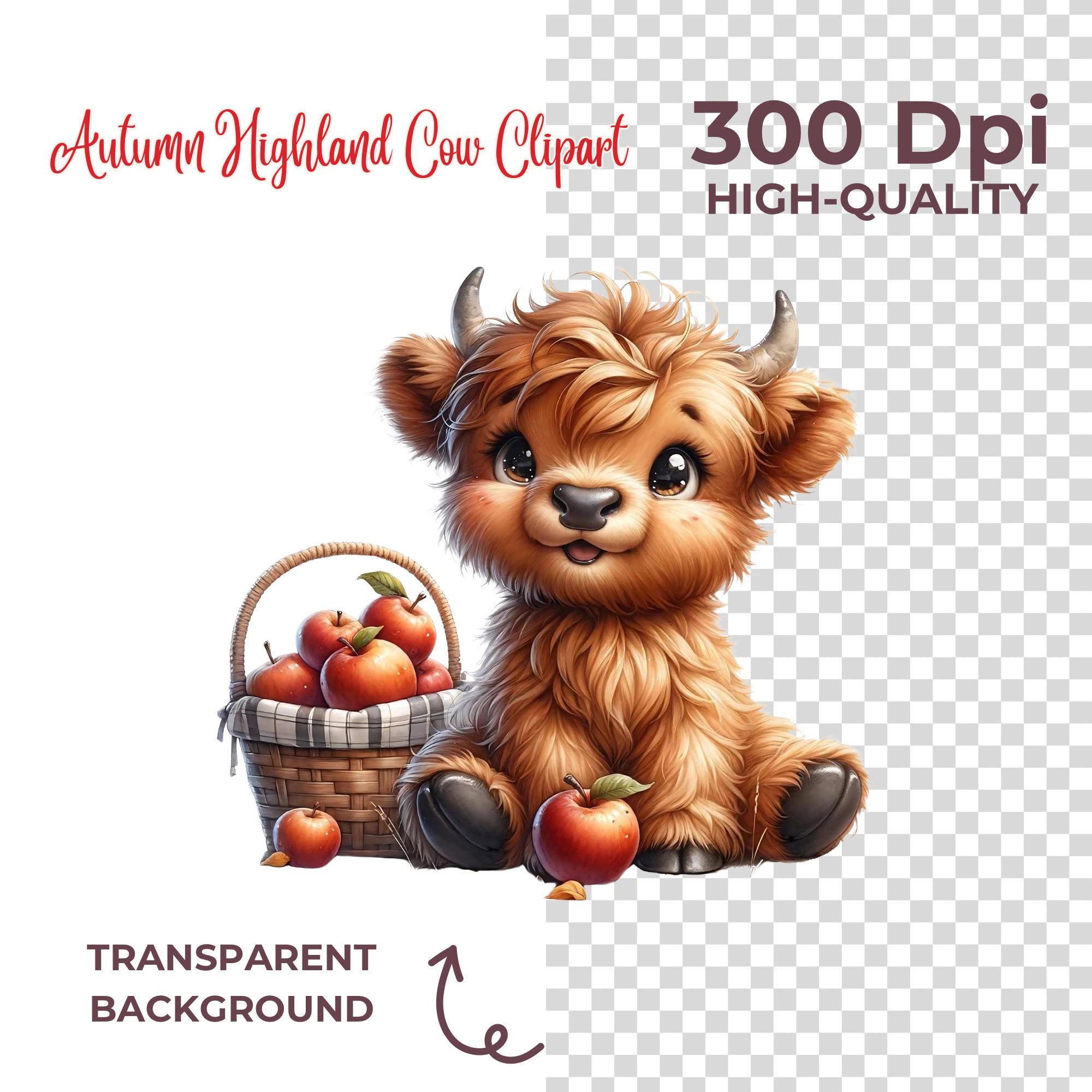 Watercolor Autumn Highland Cow Clipart, Fall PNG (commercial Use) - Etsy