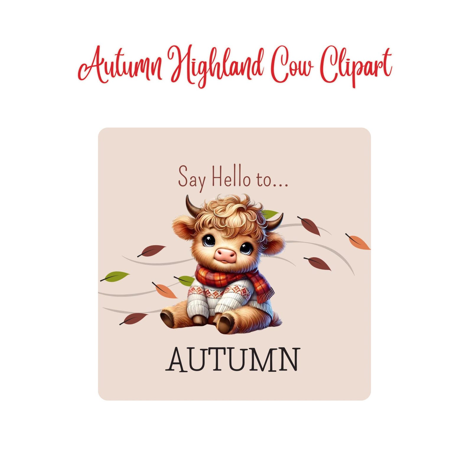 Watercolor Autumn Highland Cow Clipart, Cute Fall Highland Cow PNG ...