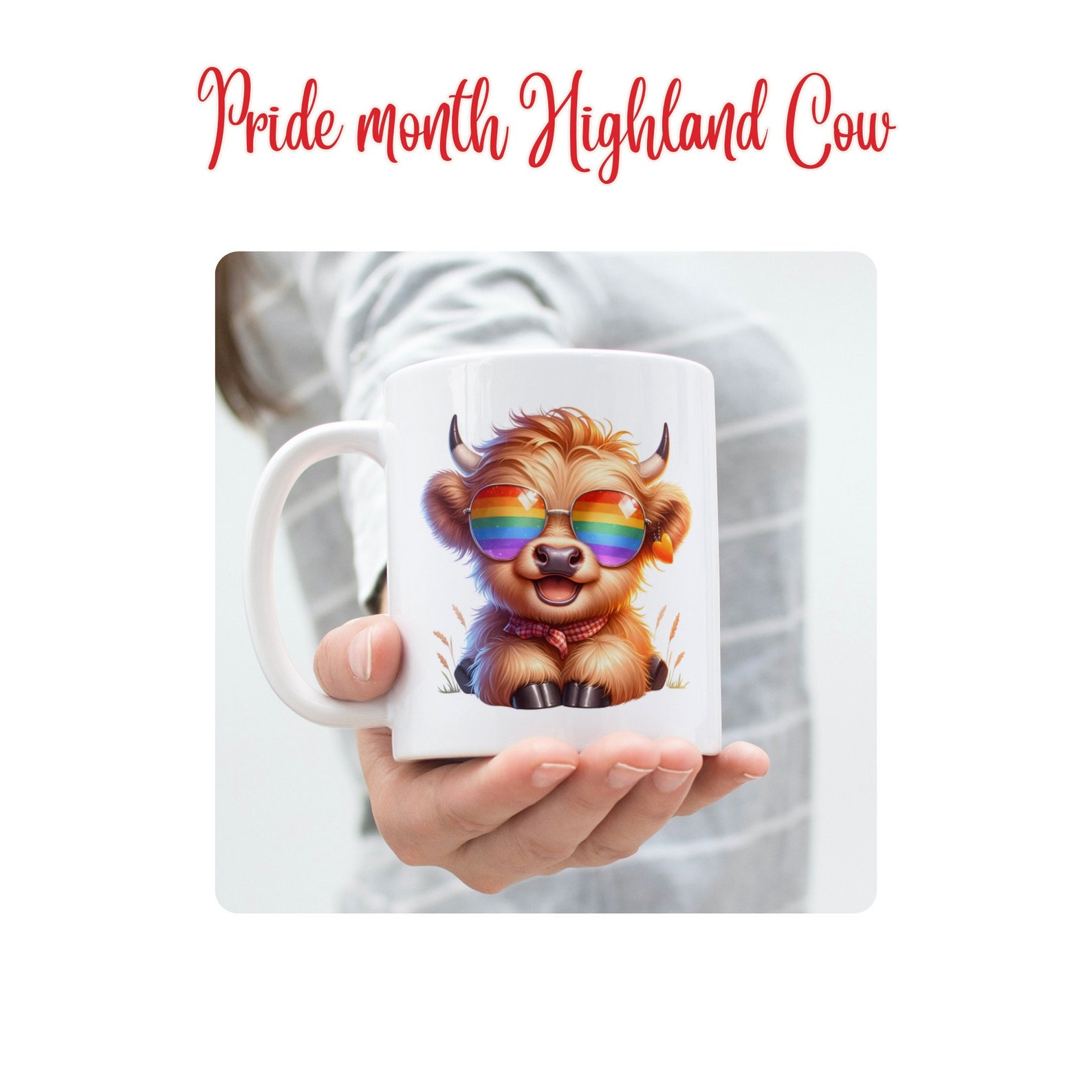 Watercolor LGBTQ Pride Month Highland Cow Clipart, Baby Highland Cow ...