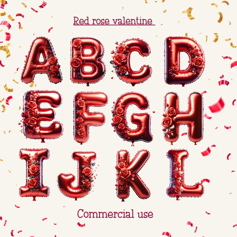 Balloon Letter Clipart, Valentines Day Balloon Clipart, Red Foil ...