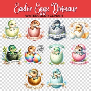 Watercolor Hatching Baby Dinosaur Clipart, Easter Dinosaur PNG, Nursery ...