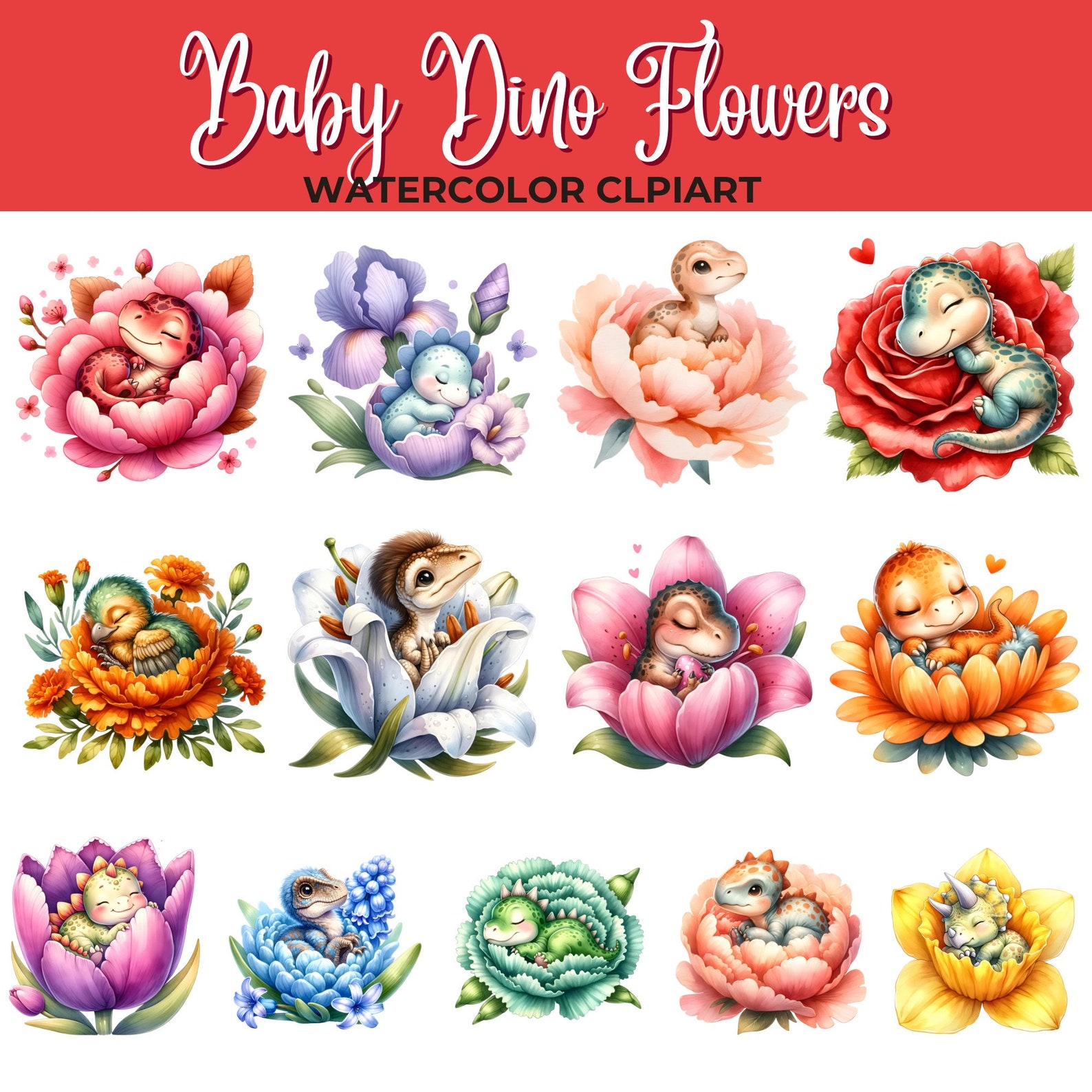 Watercolor Dinosaur Clipart, Easter Dinosaur Clipart, Baby Dinosaur PNG ...