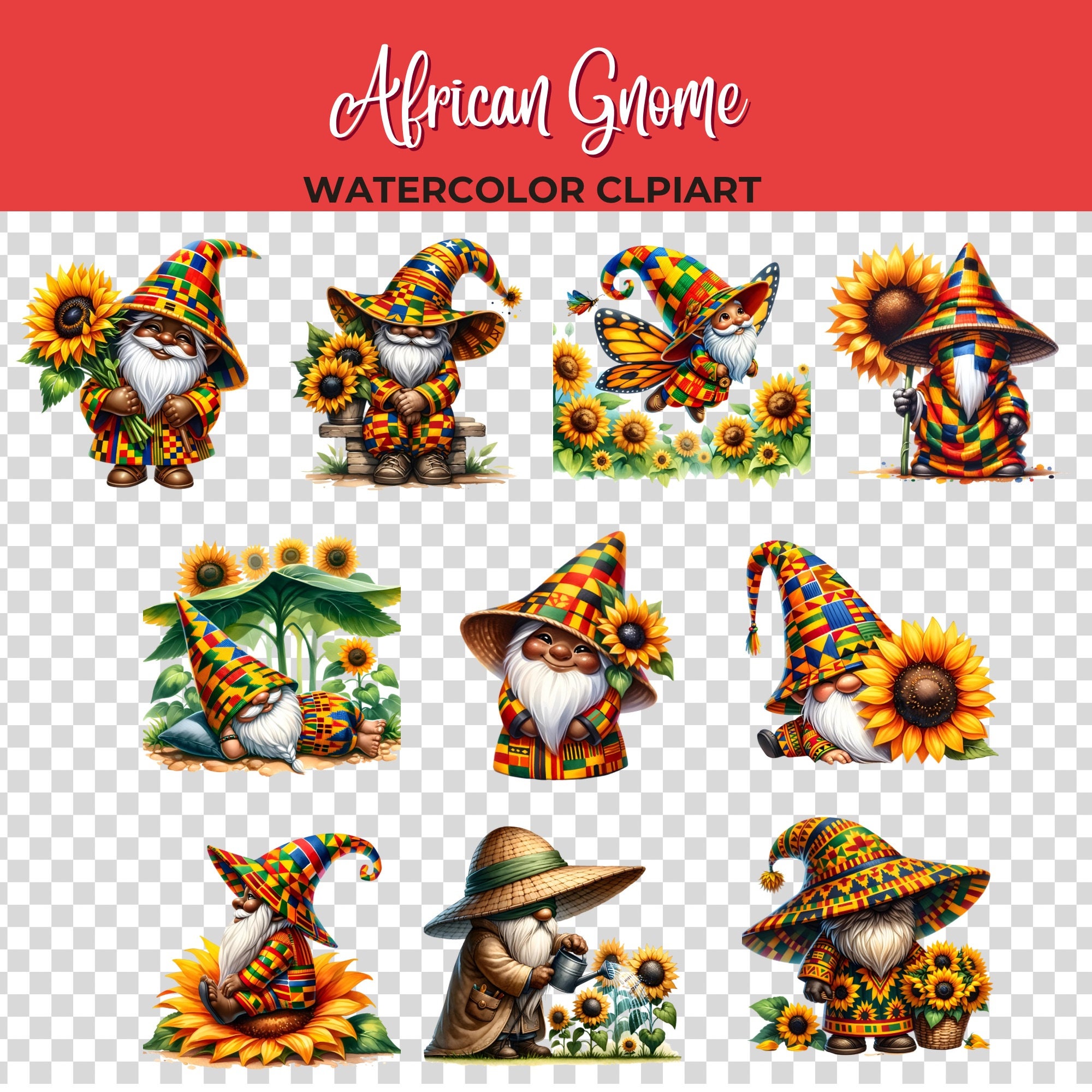 African Gnome Clipart, Black History Month, Juneteenth Gnome Png, Black ...