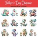Watercolor Father's Day Dinosaur Clipart: 24 PNG Images (commercial Use ...