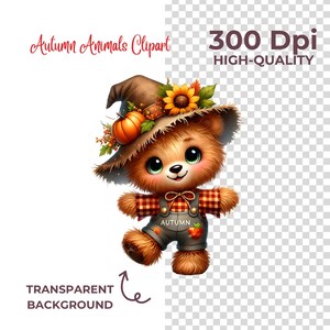 Watercolor Autumn Animals Clipart, Fall PNG (commercial Use) - Etsy