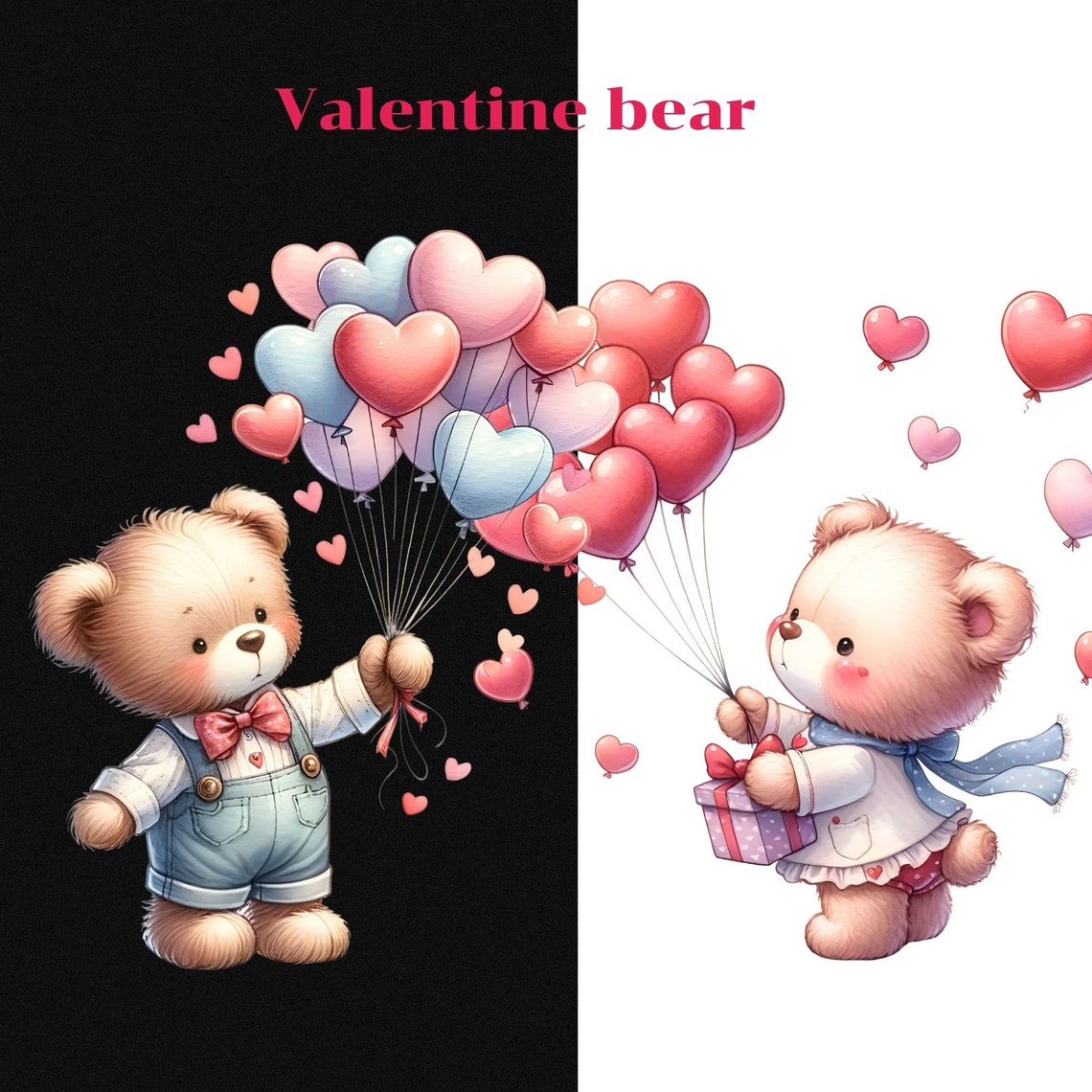 Valentines Bear Clipart, Cute Bear PNG, Valentines Clipart, Valentines ...