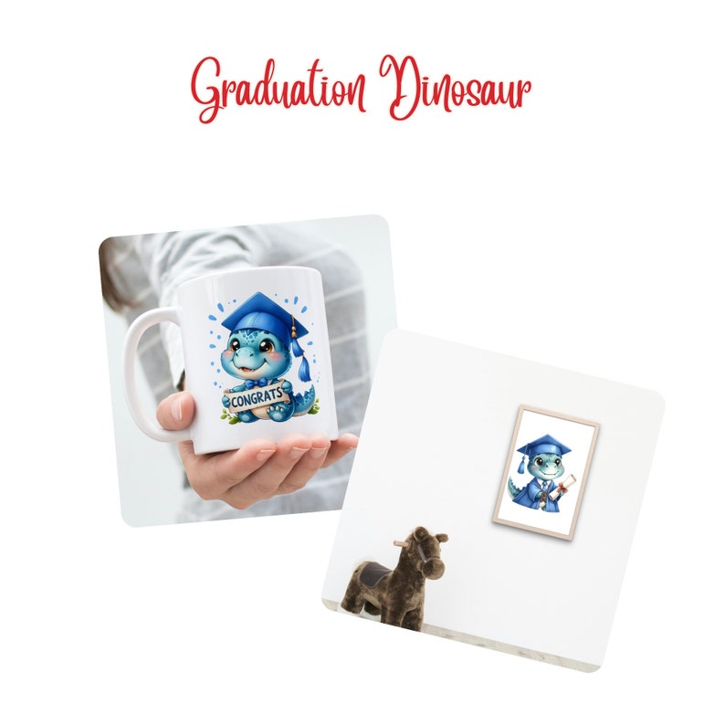 Watercolor Graduation Dinosaur Clipart: 20 PNG Images (commercial Use ...