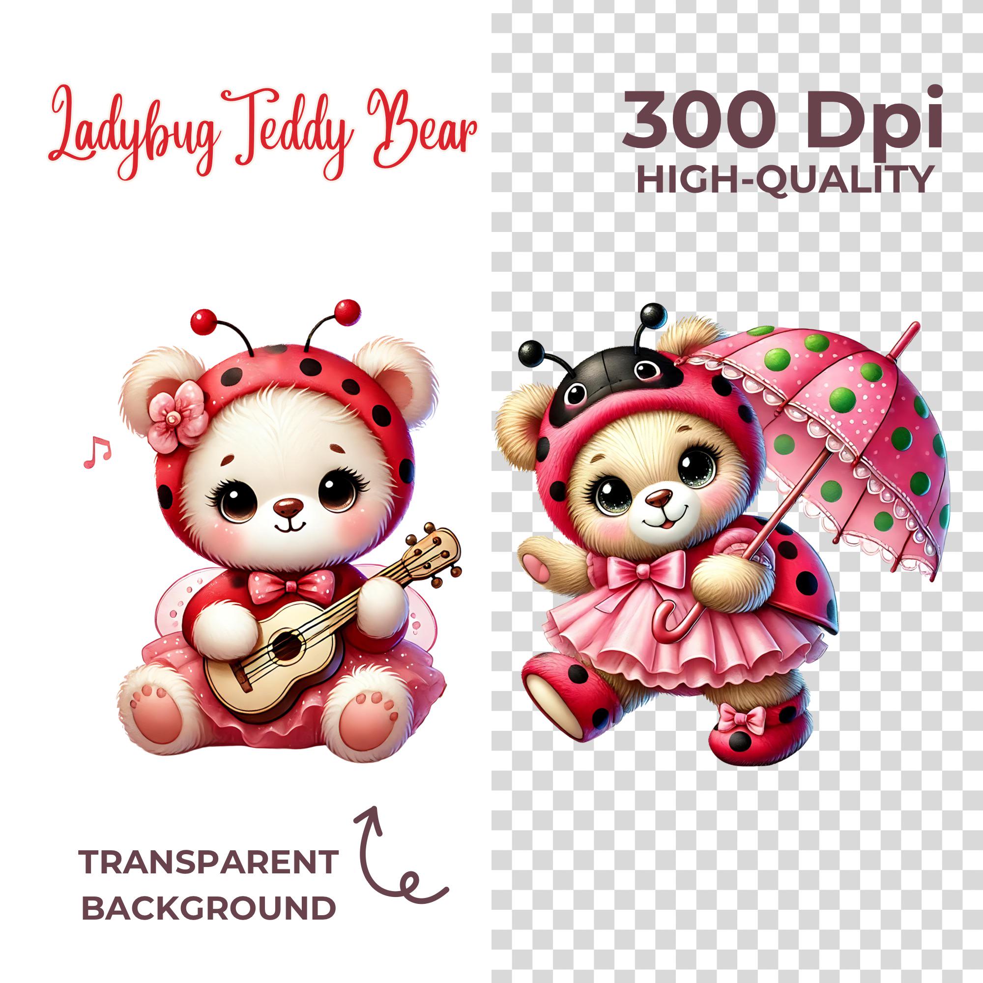 Watercolor Ladybug Teddy Bear Clipart , Teddy Bear PNG, Ladybug Png ...