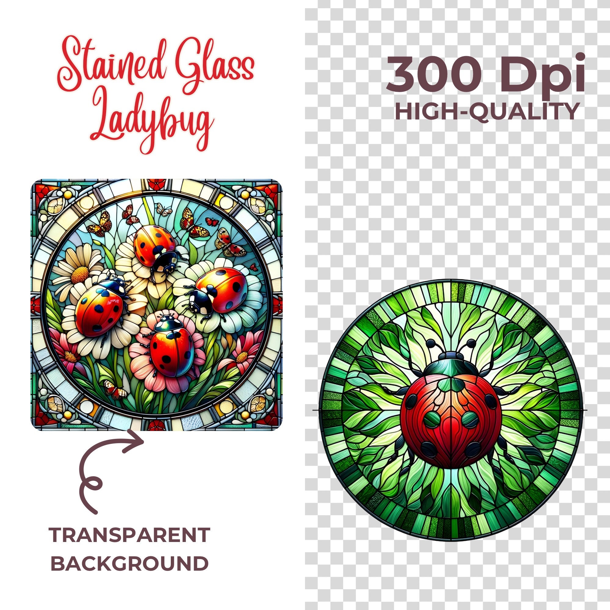 Stained Glass Ladybug Clipart: Watercolor PNG (digital Download) - Etsy