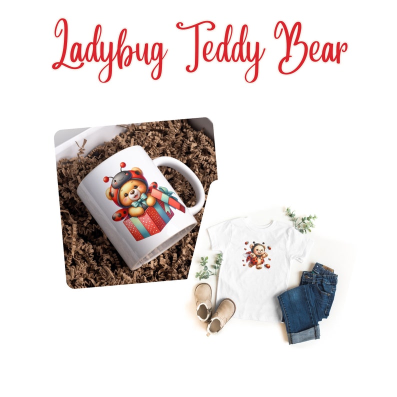 Watercolor Ladybug Teddy Bear Clipart: Nursery PNG (digital Download ...