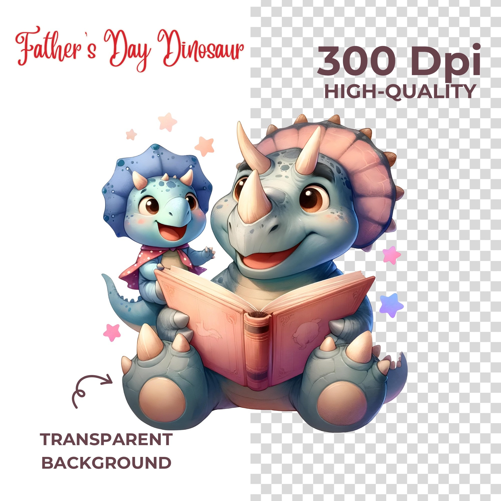 Watercolor Happy Father’s Day Dinosaur Clipart, Baby Dinosaur PNG, Dad ...