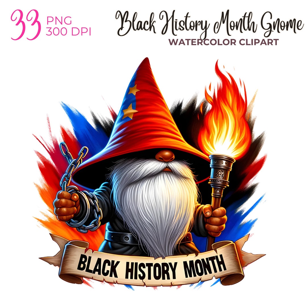 Black History Month Gnome Clipart, Black Historical Figures, Famous ...