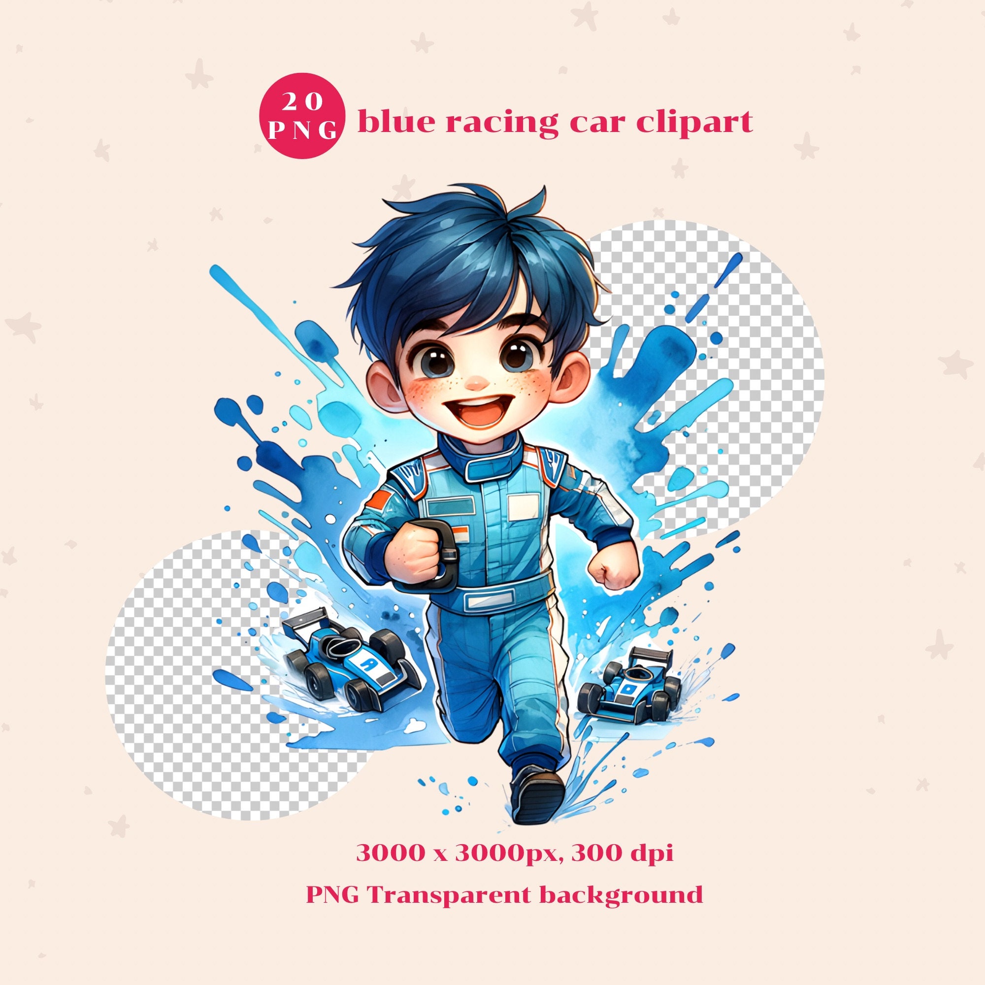 Blue Racing Bears Clipart: Watercolor Nursery PNG (digital Download) - Etsy