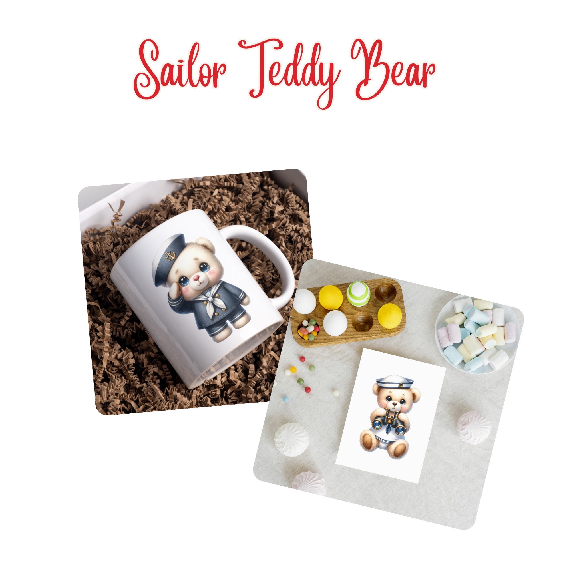 Watercolor Sailor Teddy Bear Clipart: Nautical Nursery PNG (digital ...