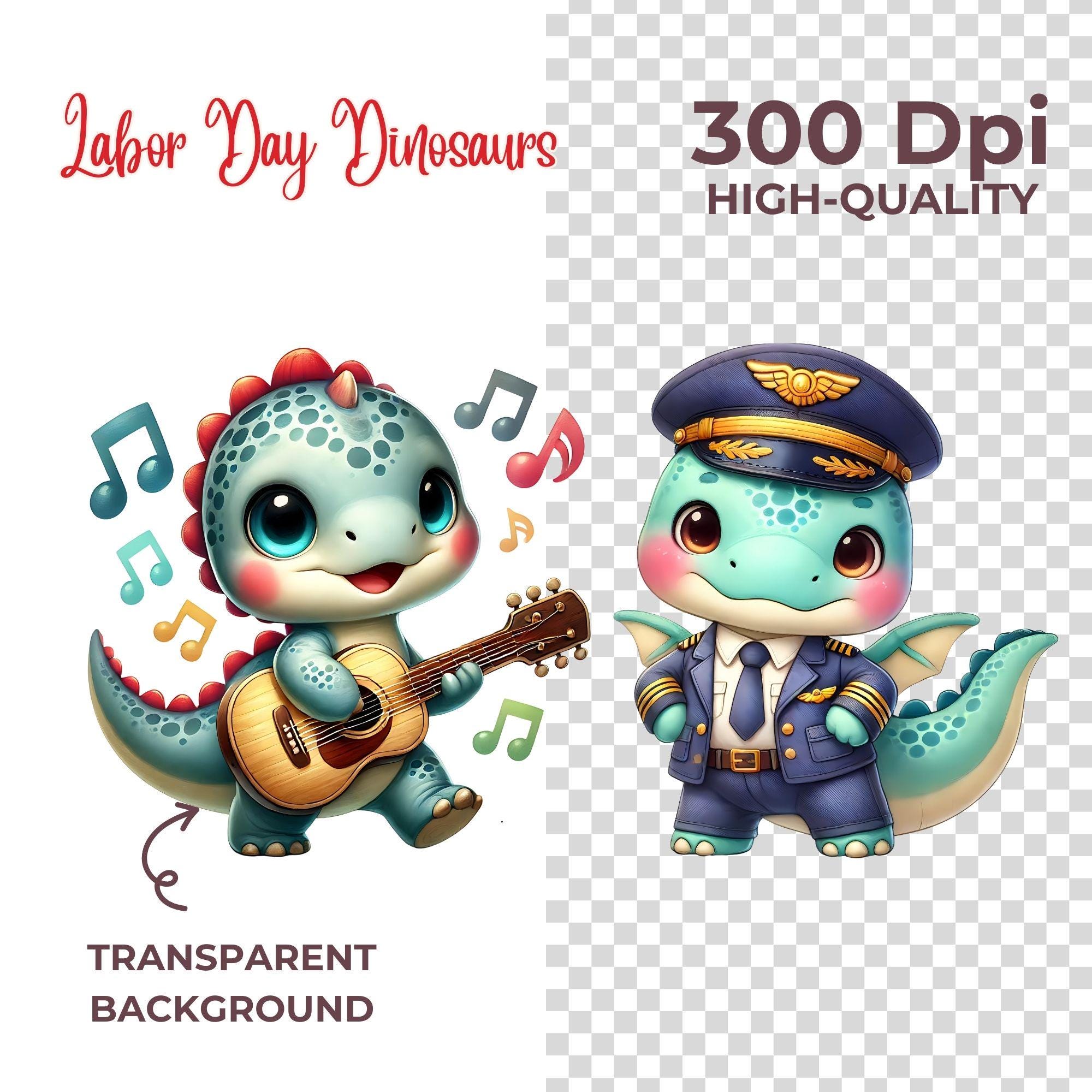 Watercolor Labor Day Cute Dinosaur Clipart, Occupations Baby Dinosaur ...