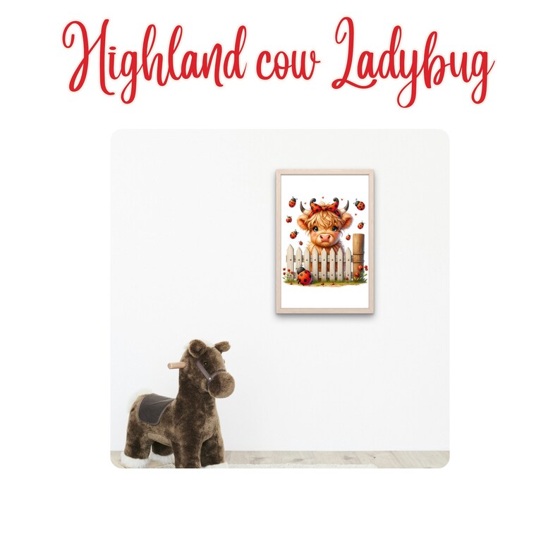 Watercolor Ladybug Highland Cow Clipart: 24 Pngs (commercial Use) - Etsy